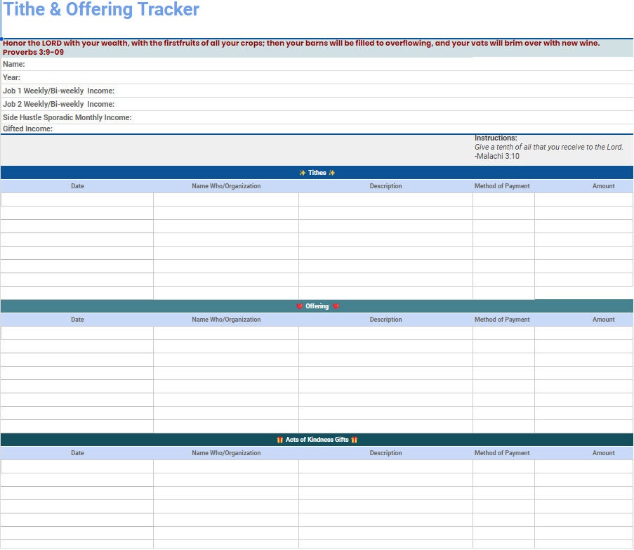 PDF Tithes & Offering Tracker - Etsy