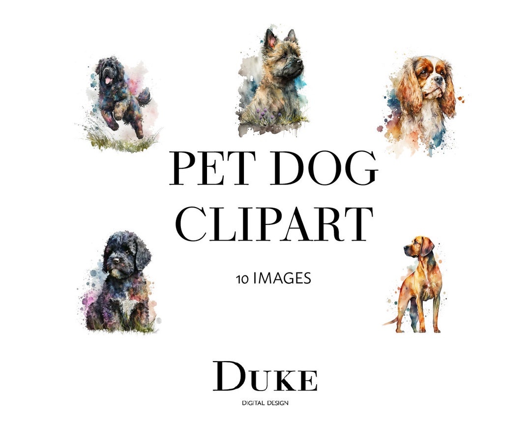 Pet Dog Watercolor Clipart Bundle High-resolution PNG Images Instant ...