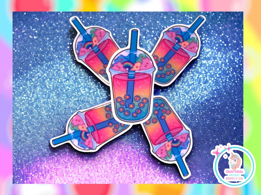 5 Piece Kawaii Magic Boba Tea Resin Flat Back Planar Cabochon Anime ...