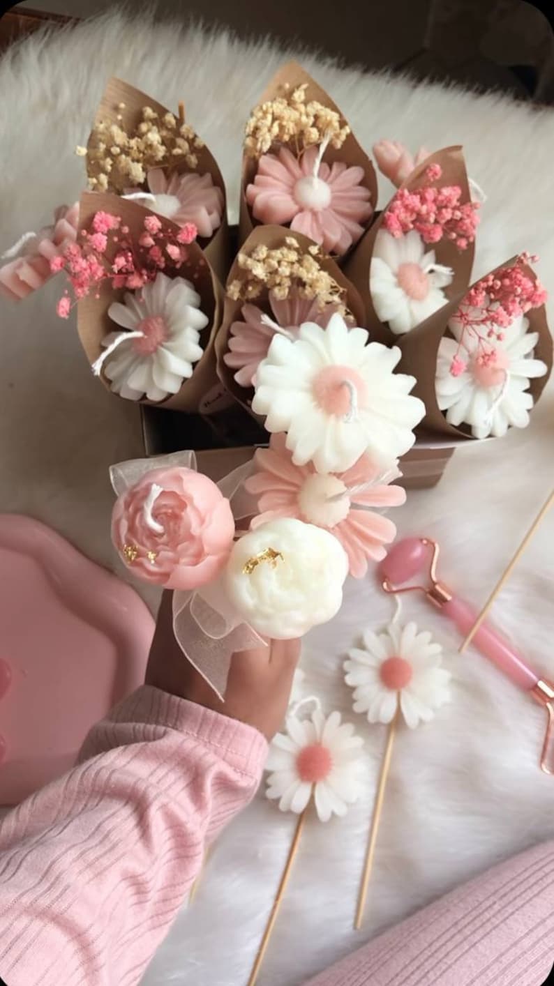 Handmade Floral Candle Bouquet: Lollipop Flower, Unique Home Decor - Etsy