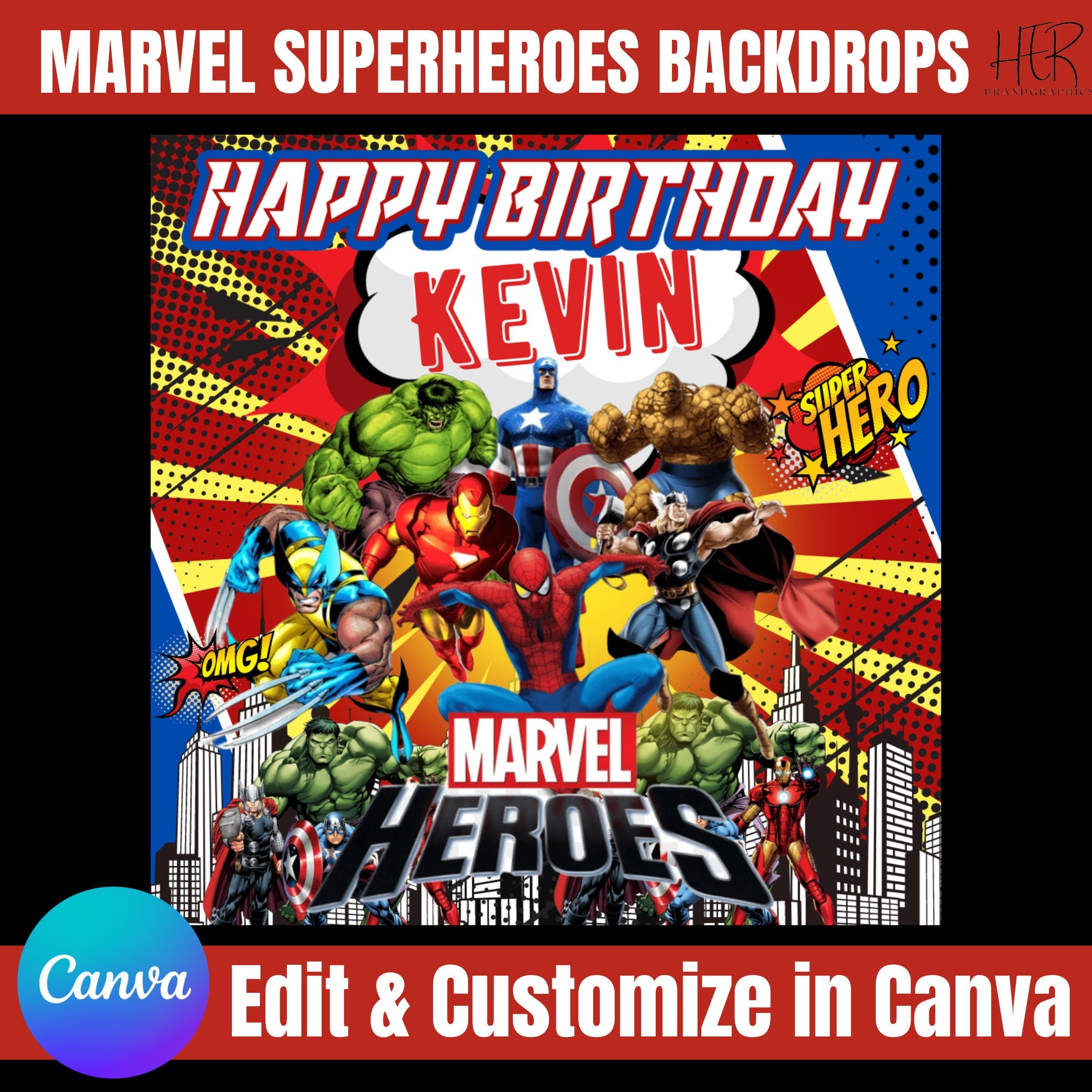 Marvel Backdrop, Superheroes Backdrop, Superheroes Party, Adventures ...