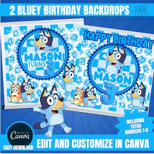Bluey Birthday Banner, Bluey Backdrop, Birthday Boy Banner, Blue Banner ...