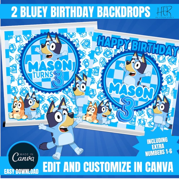 Bluey Birthday Party Backdrop Banner Digital Printable, 57% OFF