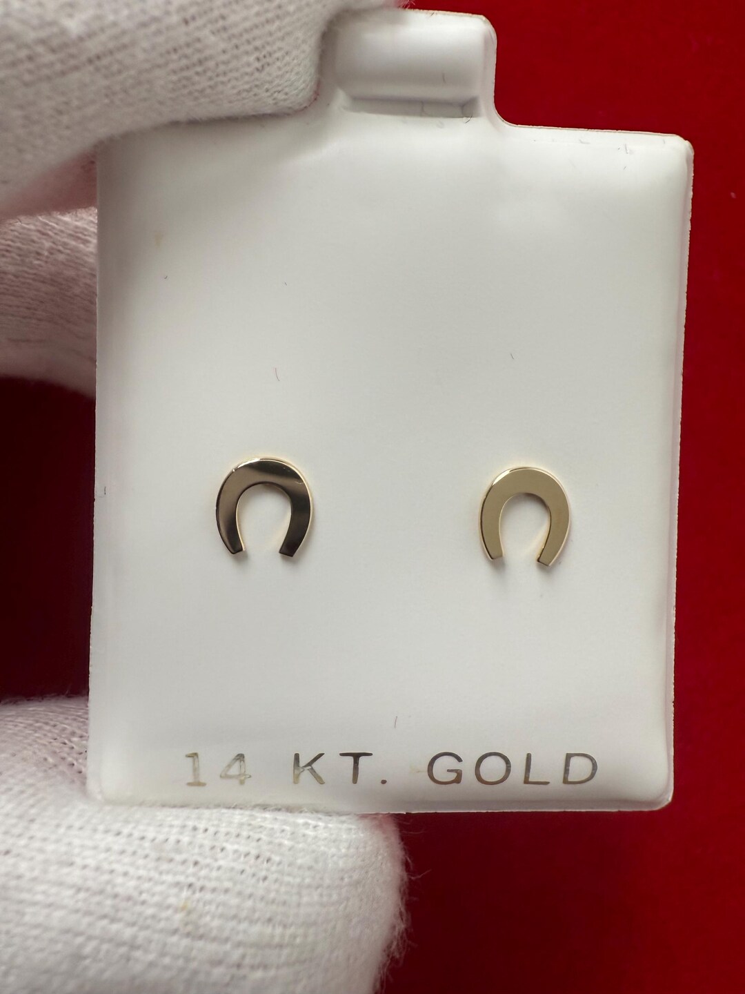 14K Solid Gold Horseshoe Stud Earrings | Horseshoe Stamp Screw Back ...