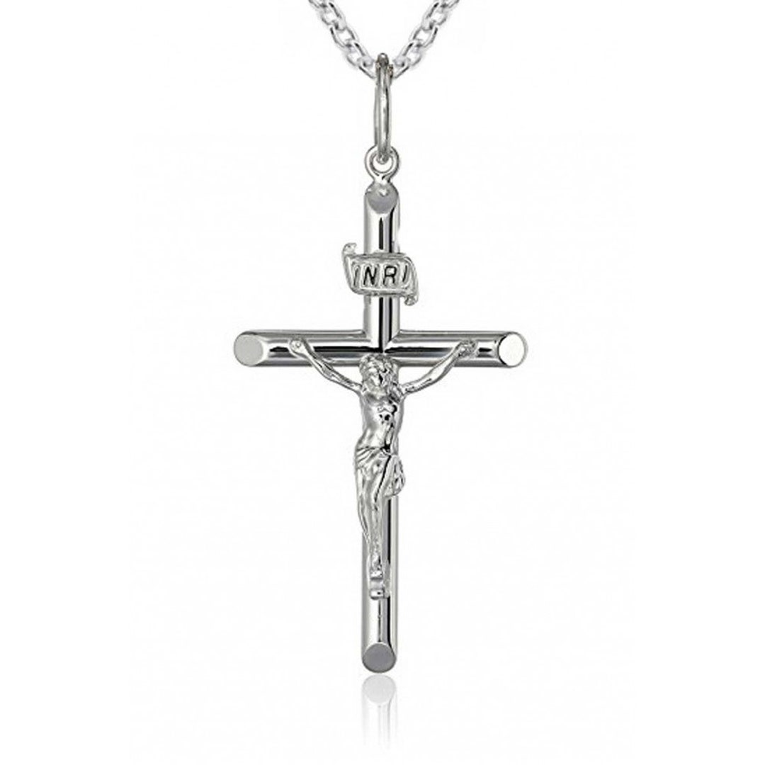 Crucifix Cross Pendant Necklace in 925 Kt Sterling Silver With 16 Inch ...