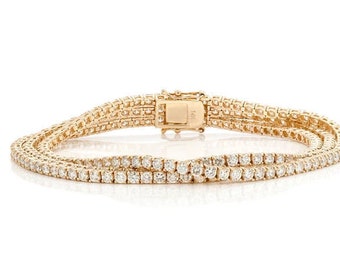 Three Row Tennis Bracelet - Etsy