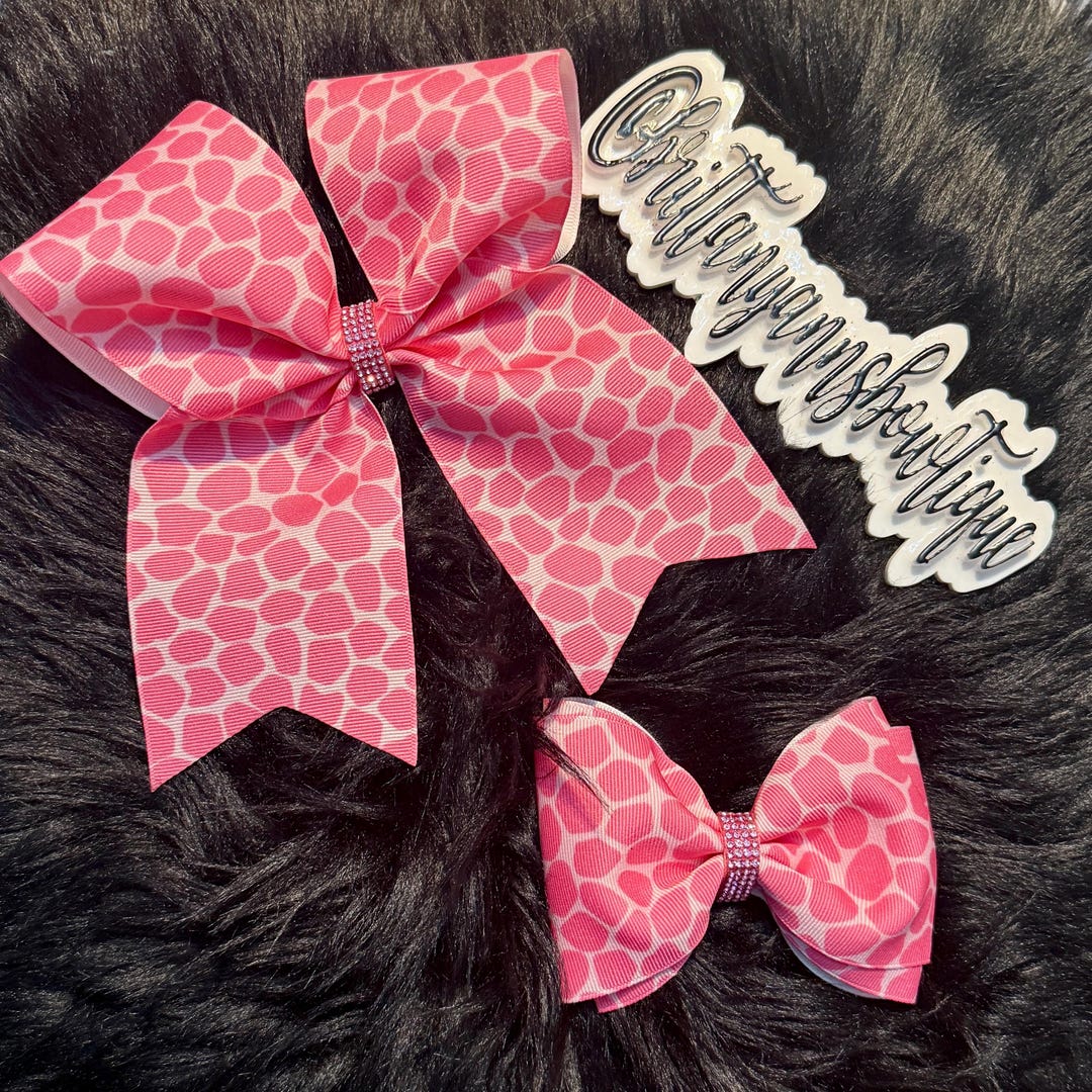 Pink Giraffe Cheer Bow: Rhinestone Boutique Hair Clip - Etsy