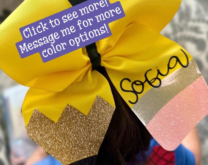Custom Pencil Bow, Personalized Pencil Bow, Pencil Hair Bow ...