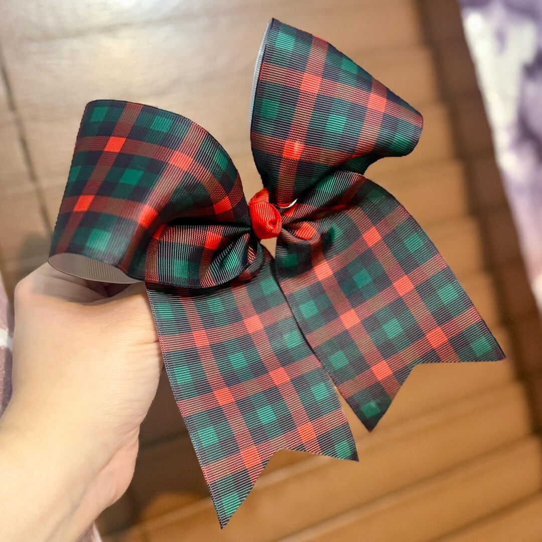 Red and Green Plaid Christmas Hair Bow Cheer Bow Boutique Bow With ...