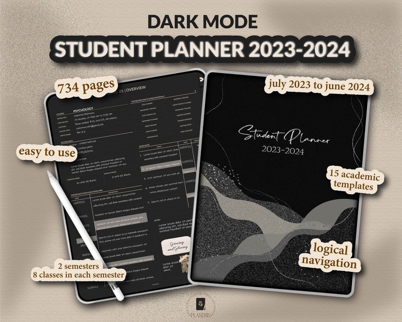 Student Planner 2023-2024, Digital Study Planner, College Planner ...