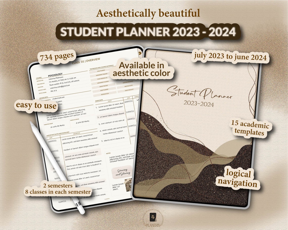 Student Planner 2023-2024 Digital Study Planner College - Etsy