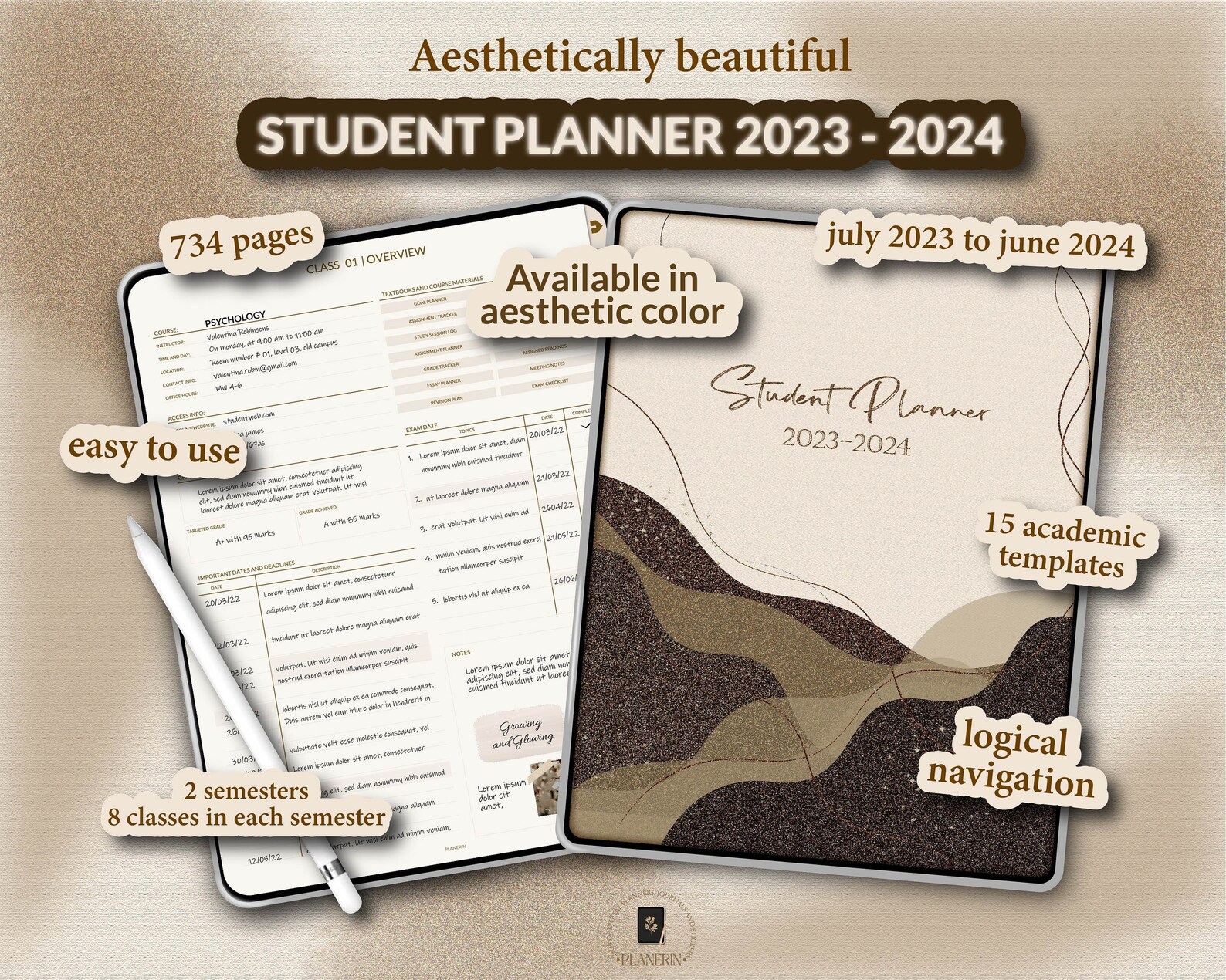 Student Planner 2023-2024 Digital Study Planner College - Etsy