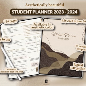 Student Planner 2023-2024, Digital Study Planner, College Planner ...