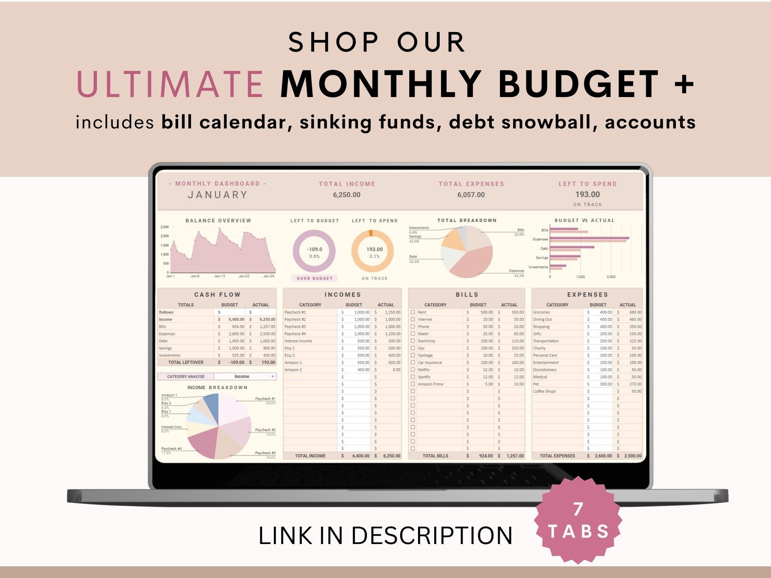 Monthly Budget Spreadsheet. Google Sheets Budget Template. Personal ...