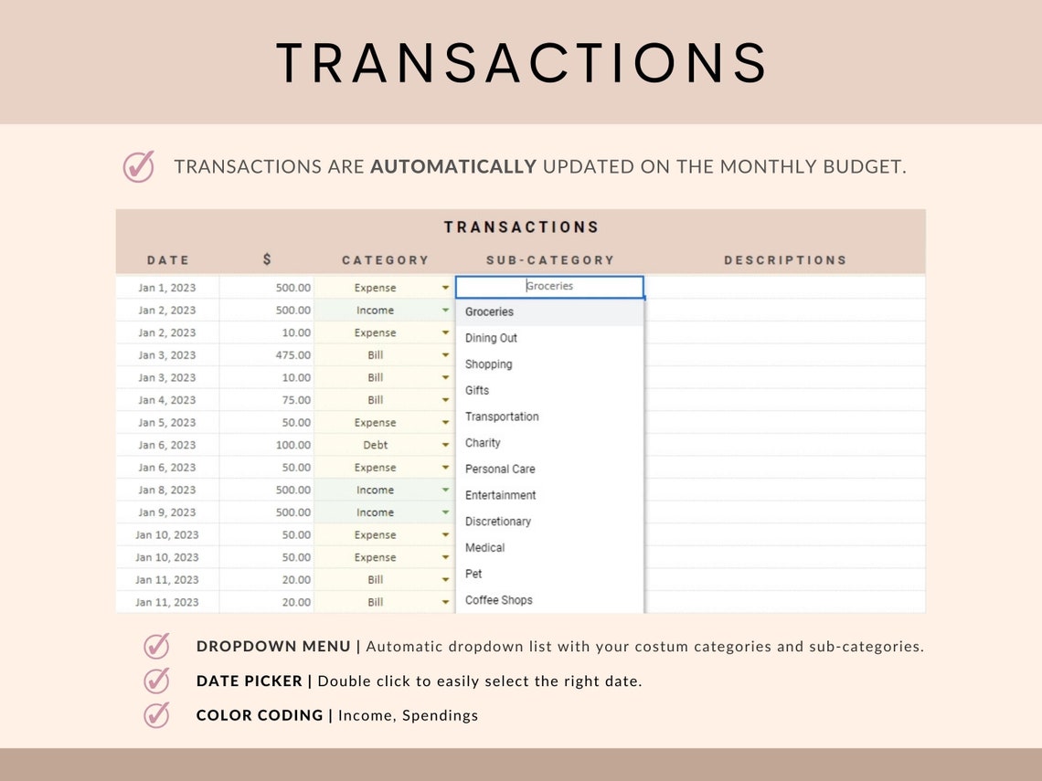 Monthly Budget Spreadsheet. Google Sheets Budget Template. Personal ...