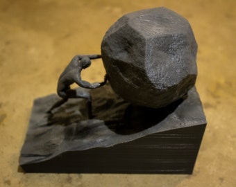 Sisyphus and the Eternal Boulder, Bronze Sisyphus Statue, Greek ...