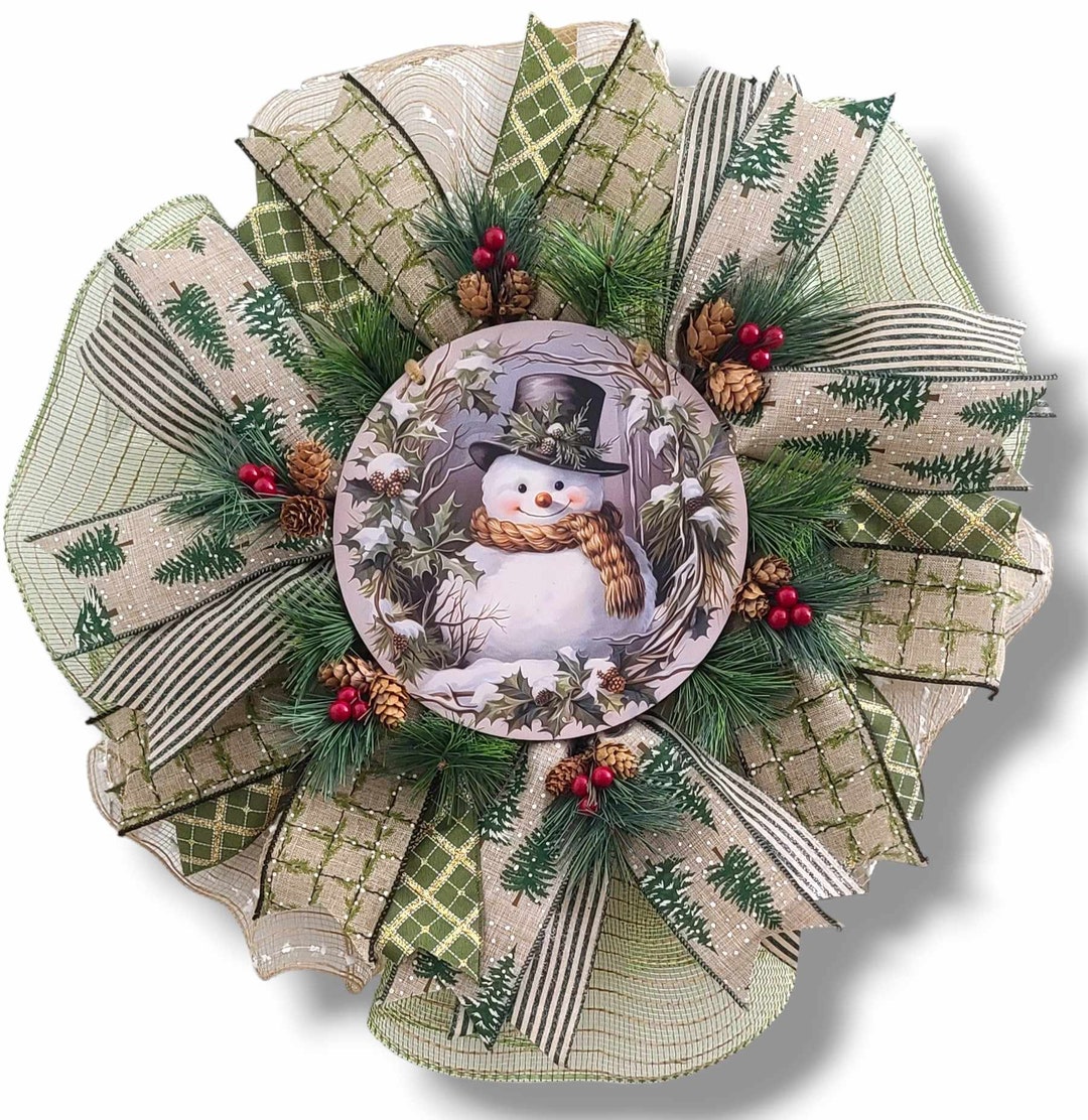 Rustic Snowman Wreath - Etsy