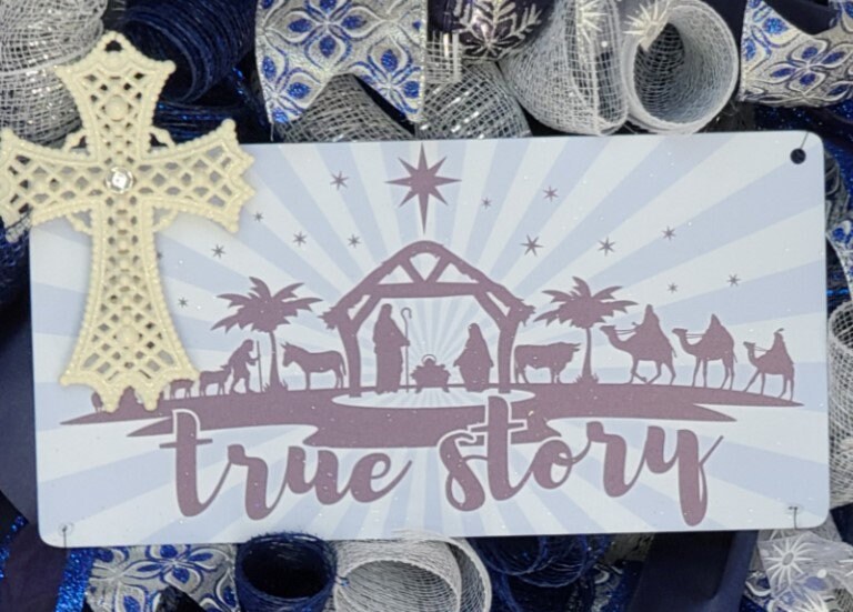 True Story Wreath, Birth of Jesus, Religious Christmas Wreath, True ...