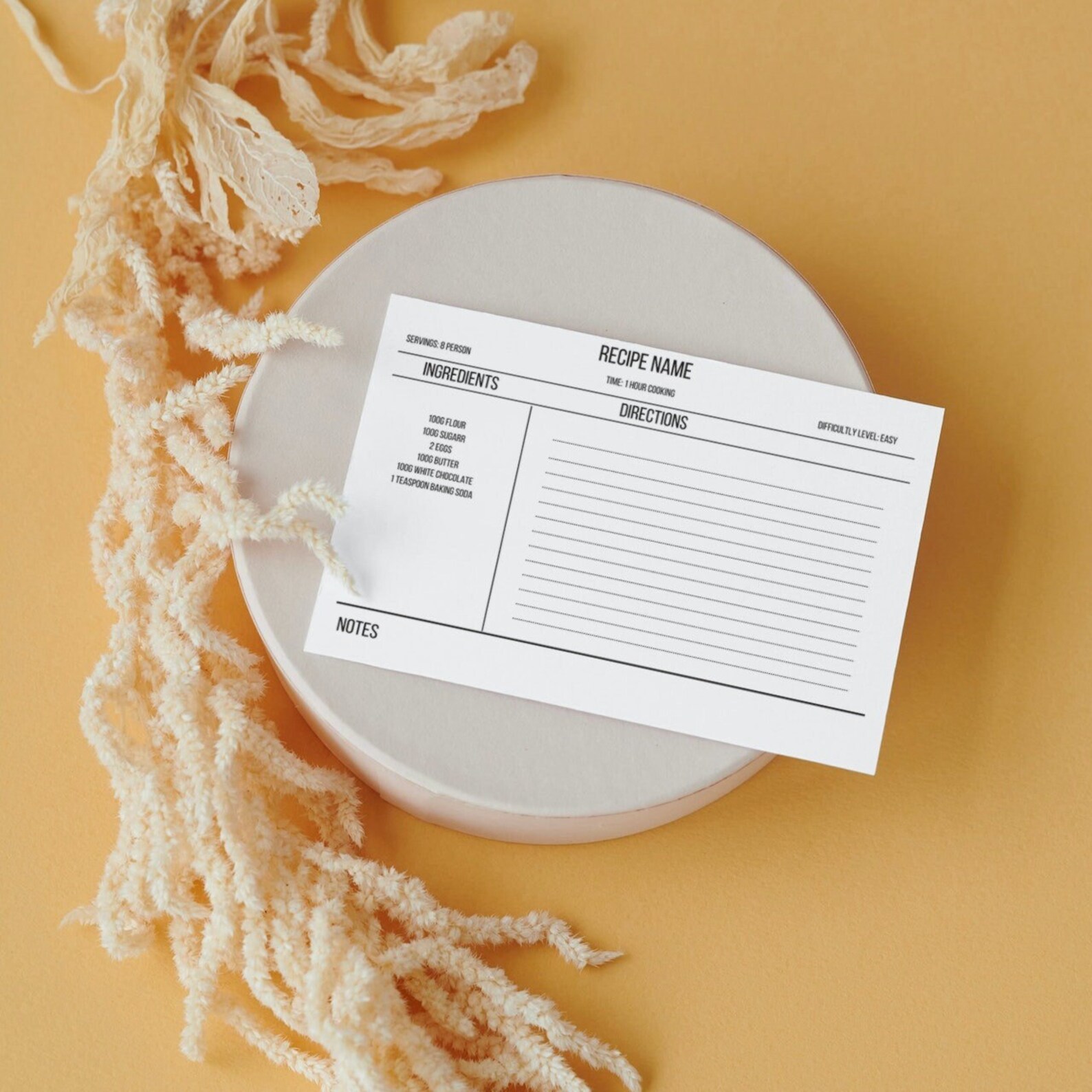 Editable Recipe Card, Recipe Card, Minimalist Recipe Card,recipe Box ...