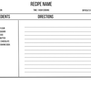 Editable Recipe Card, Recipe Card, Minimalist Recipe Card,recipe Box ...