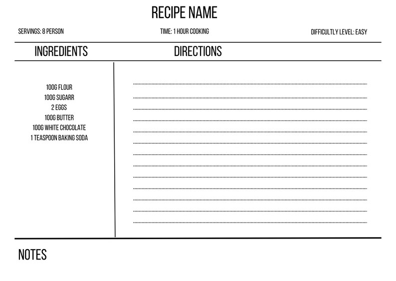 Editable Recipe Card, Recipe Card, Minimalist Recipe Card,recipe Box ...