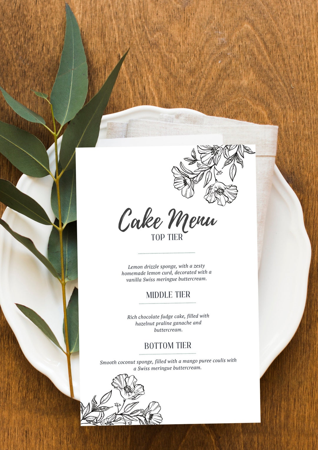 Editable Wedding Cake Menu Template Wedding Template Wedding - Etsy UK