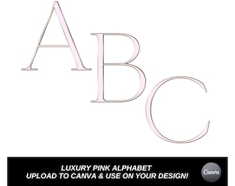A-Z Pink and Gold Glossy Retro Letters, Pink and Gold Glossy Alphabet ...