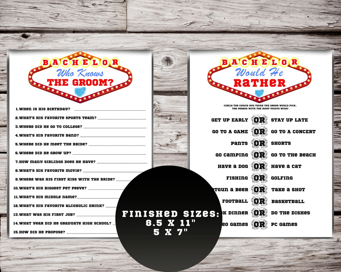 Bachelor Party Games Bundle Pack, Las Vegas Bachelor Party Games ...