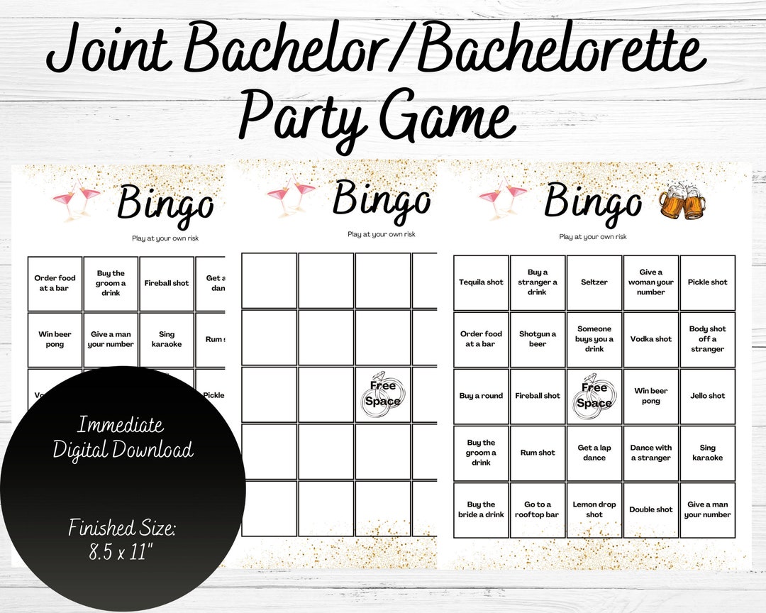 Joint Bachelor/bachelorette Party Game, Jack and Jill Party, Bingo, Co ...