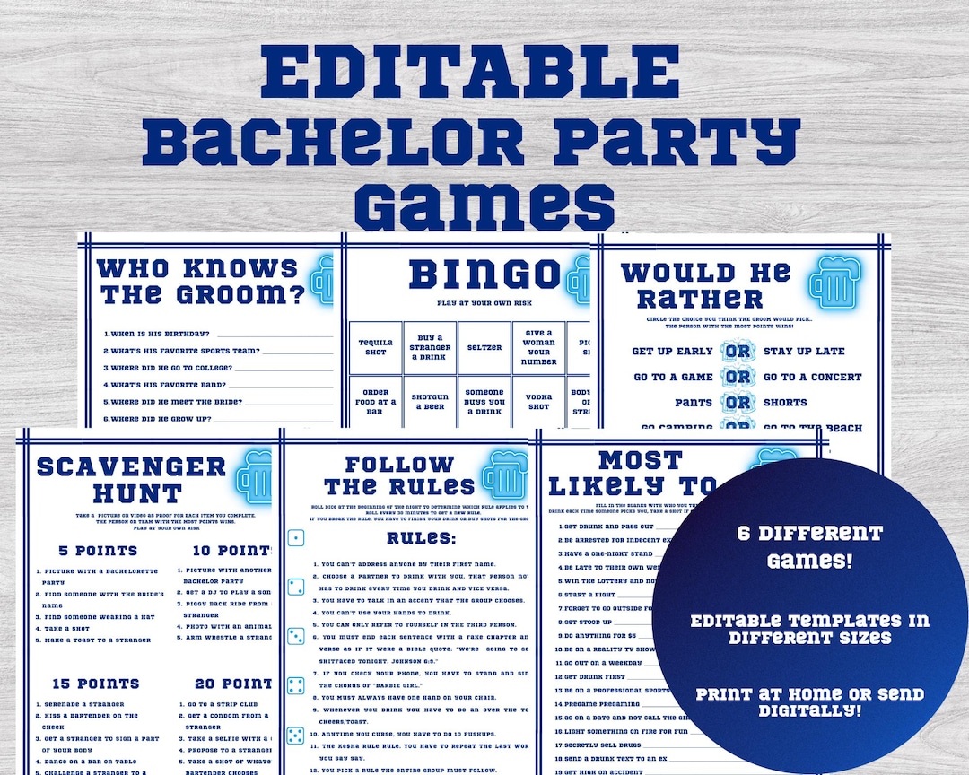 EDITABLE Bachelor Party Games, Stag Do Games, Drinking Games, Who Knows ...