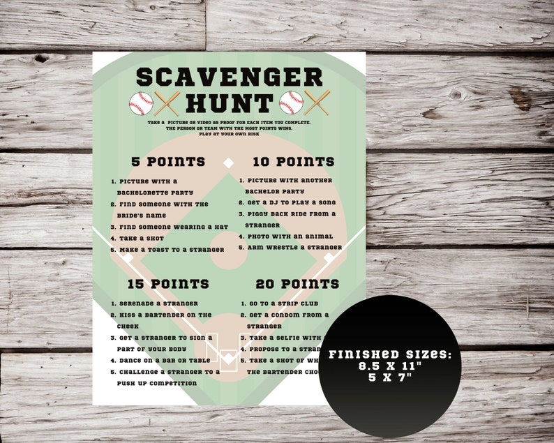 Bachelor Party Games, Sports Themed Bachelor Party, Scavenger Hunt, Who ...
