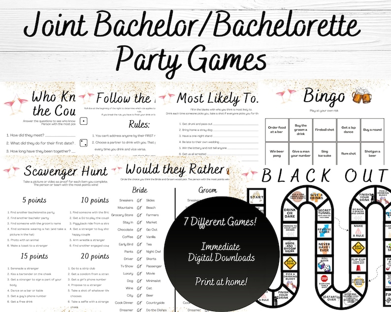 Joint Bachelor Bachelorette Party Games Bundle (digital Download) - Etsy