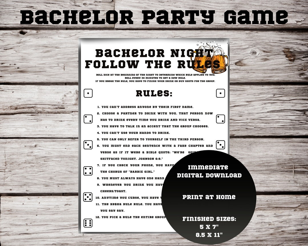 Bachelor Night Follow the Rules, Bachelor Party Games, Follow the Rules ...