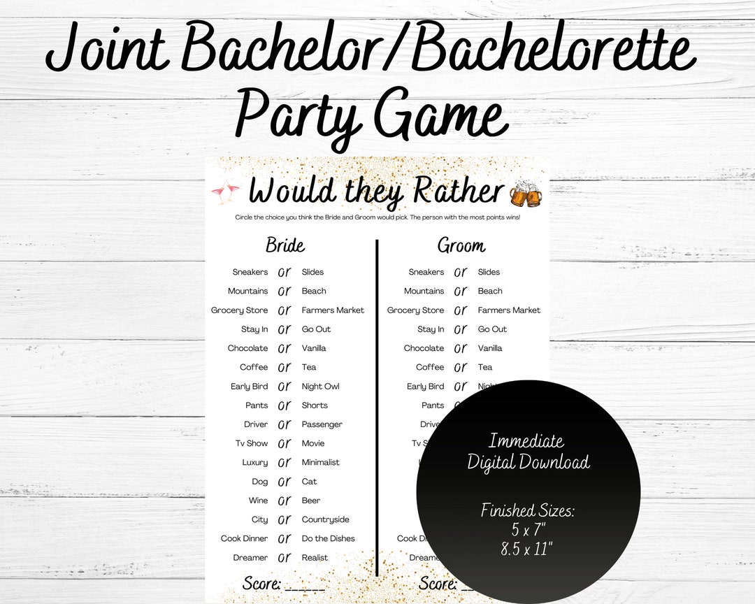 Joint Bachelor Bachelorette Party Game Jack And Jill Party Co Ed