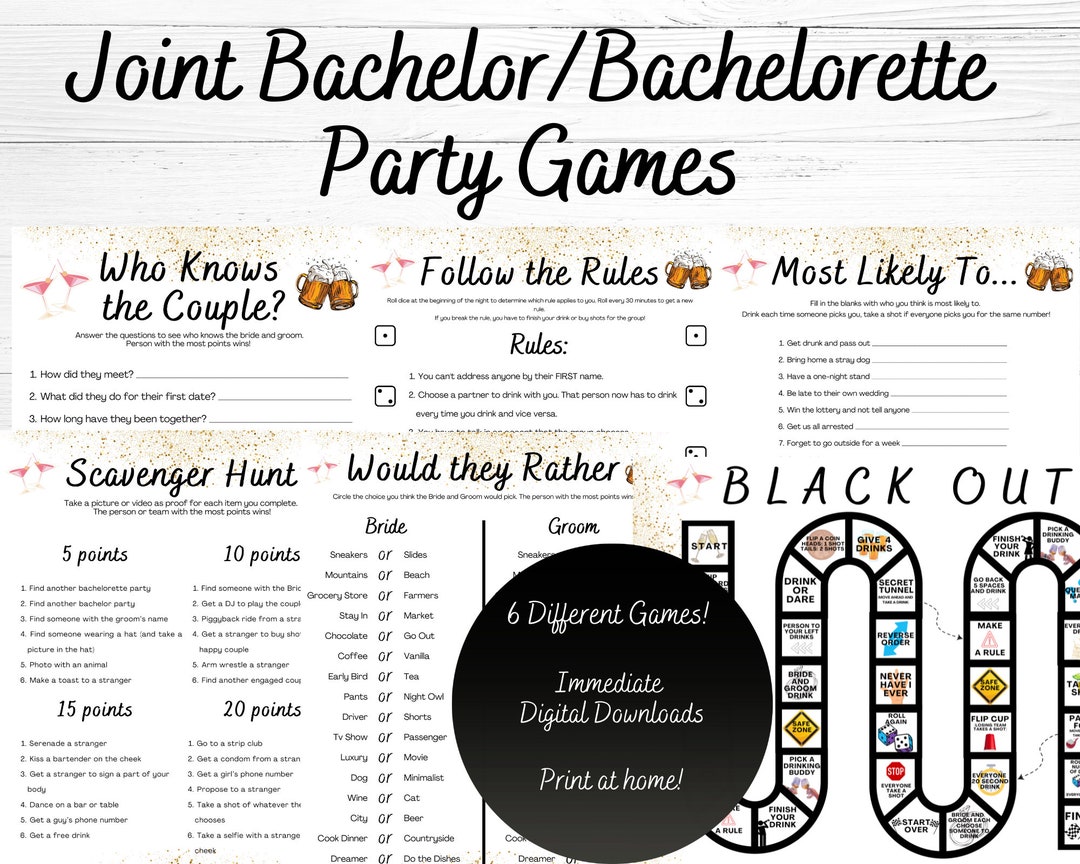 Joint Bachelor And Bachelorette Party Games Bundle Jack And Jill Party