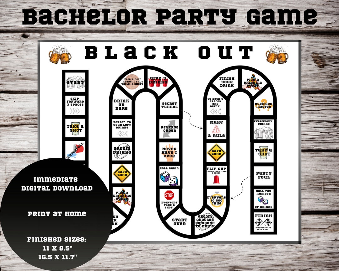Bachelor Party Drinking Game, Bachelor Party, Black Out, Drinking Board ...