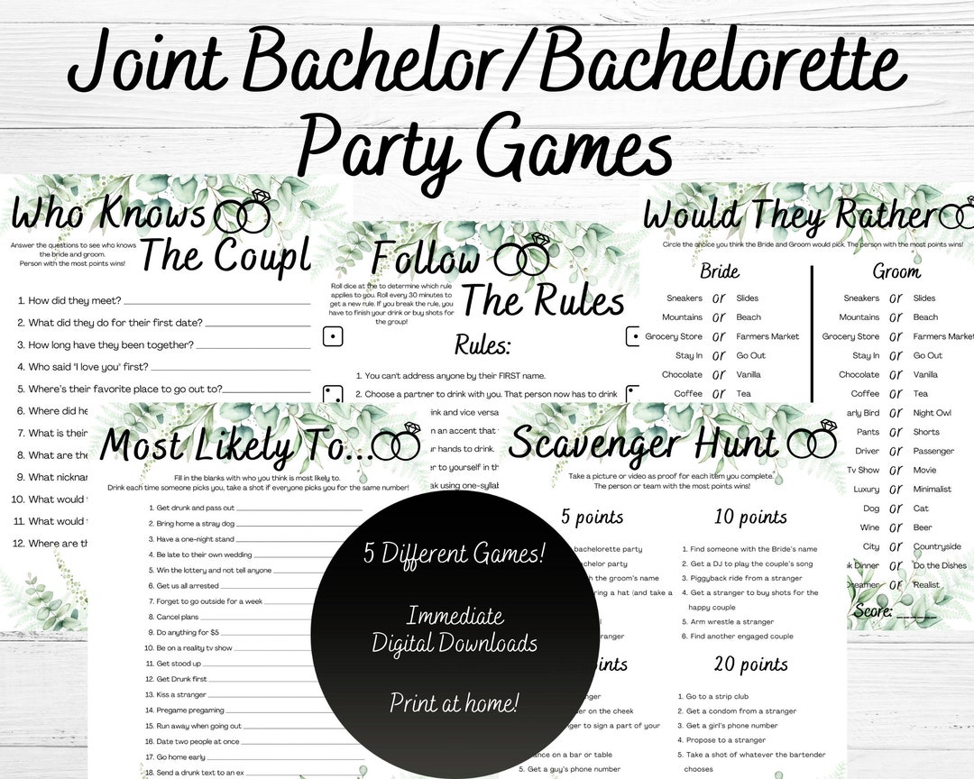 Joint Bachelor and Bachelorette Party Games, Jack and Jill Party, Co-ed ...