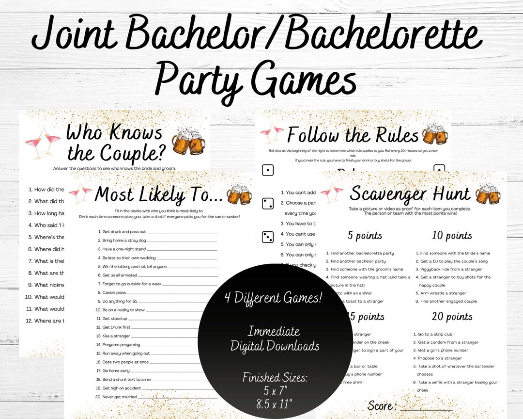 Joint Bachelor Bachelorette Party Games Jack And Jill Party Co Ed