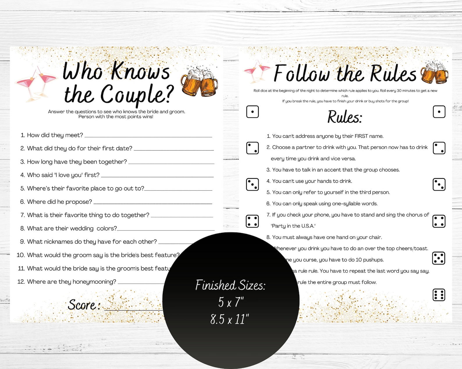 Joint Bachelor and Bachelorette Party Games Bundle, Jack and Jill Party ...