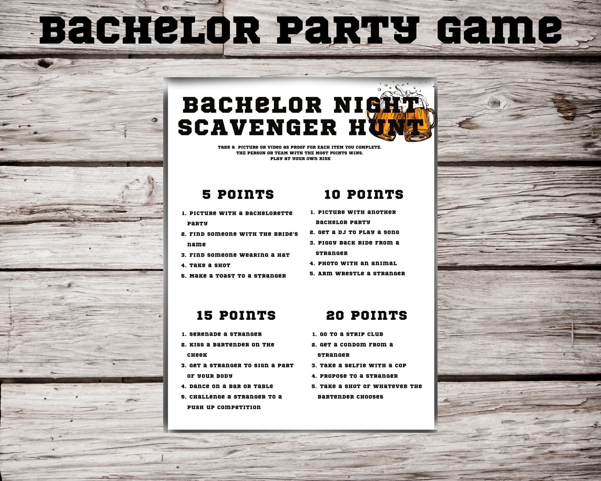 Bachelor Party Games, Bachelor Party Scavenger Hunt, Scavenger Hunt ...