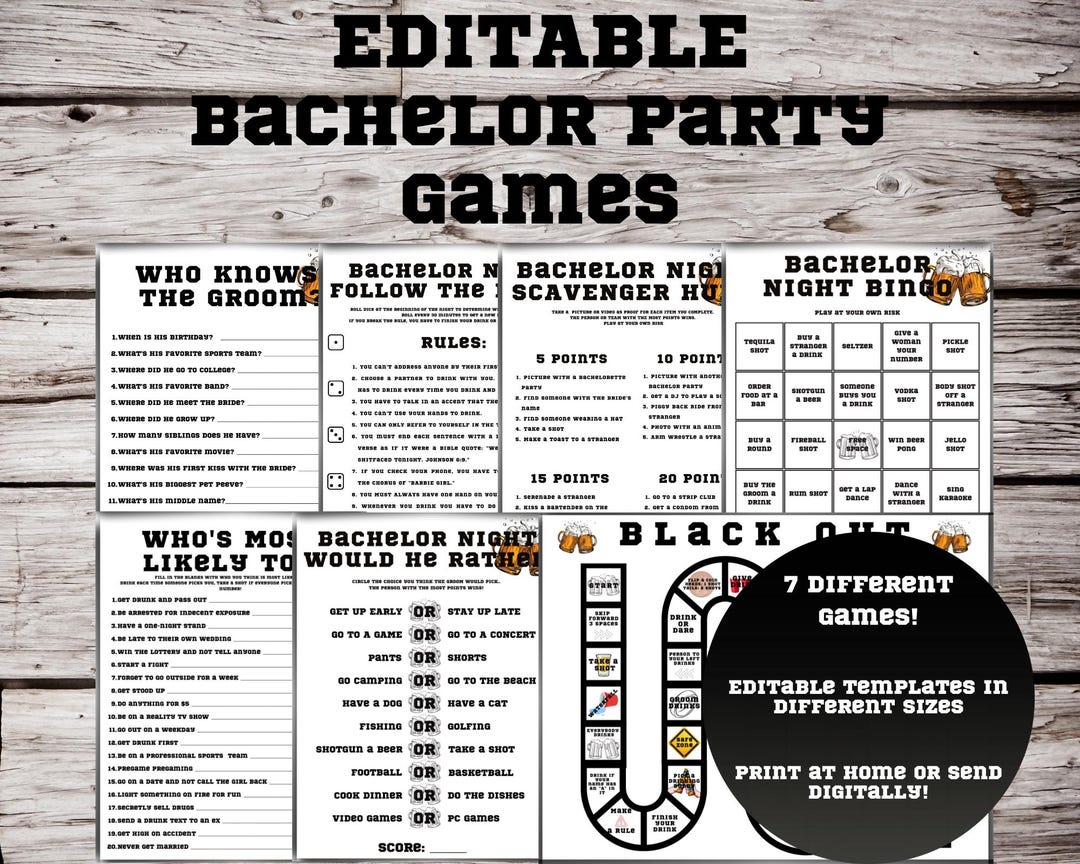 EDITABLE Bachelor Party Games, Stag Do Games, Drinking Games, Who Knows ...