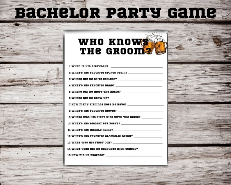 Who Knows The Groom Bachelor Party Game Bachelor Party Etsy