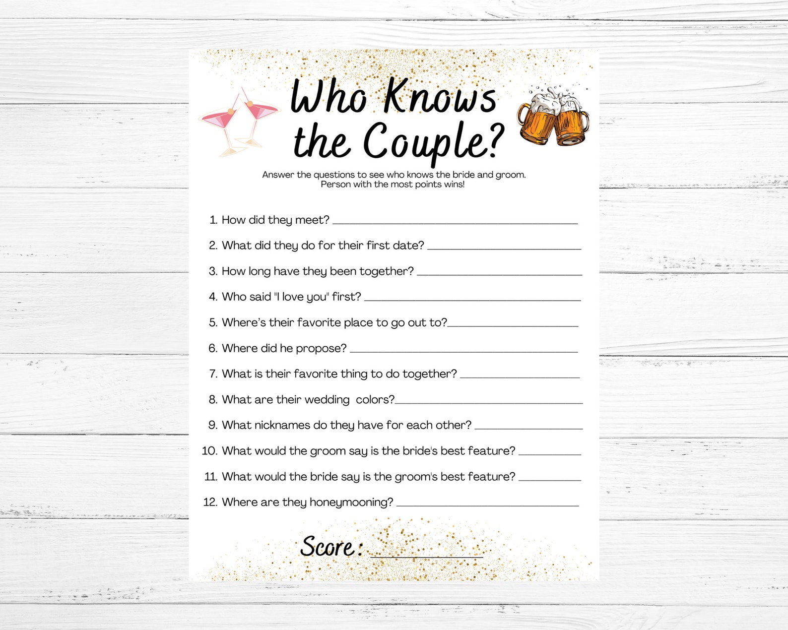 Joint Bachelor/bachelorette Party Game, Jack and Jill Party, Who Knows ...