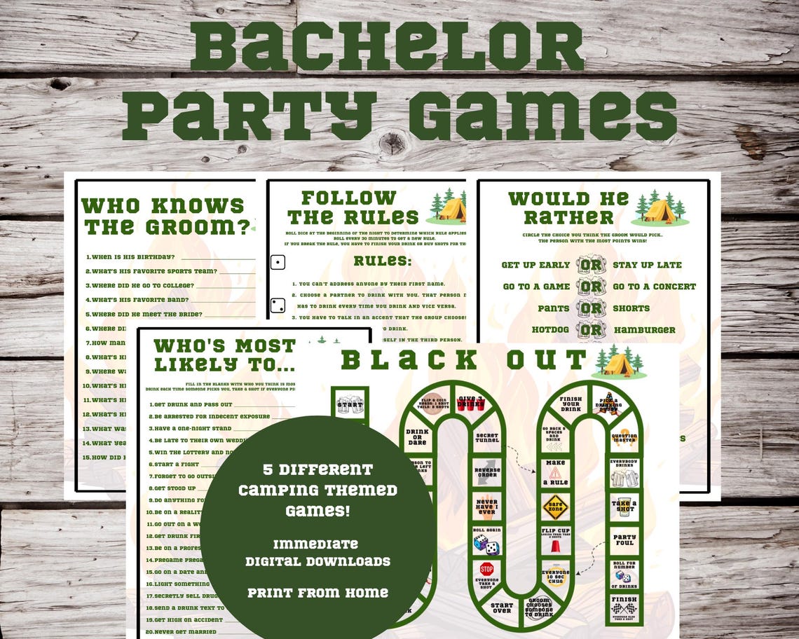 Bachelor Party Games, Camping Themed Bachelor Party, Who Knows the ...