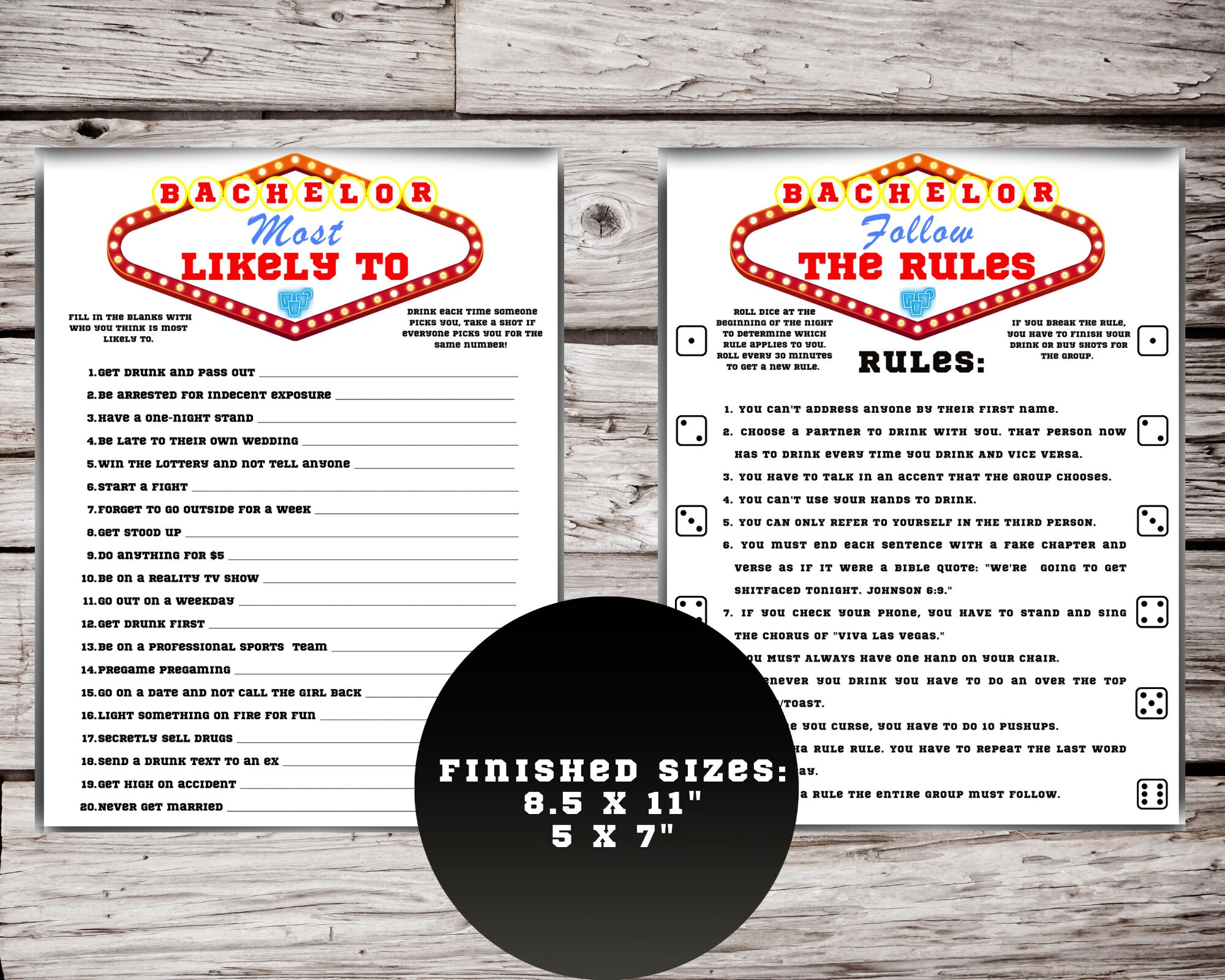 Bachelor Party Games Bundle Pack, Las Vegas Bachelor Party Games ...