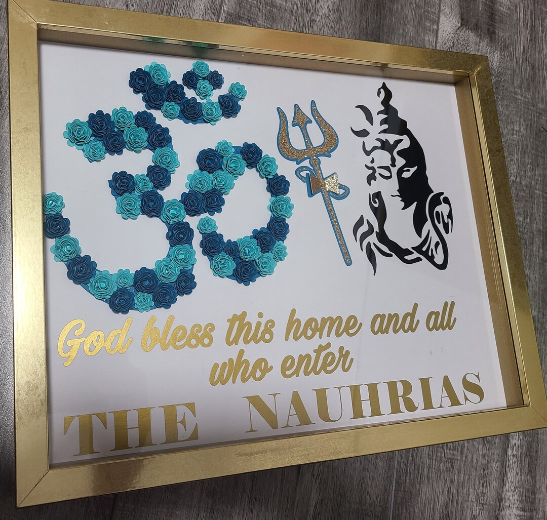 Hindu Decor, Flower Art, Shadow Box, House Warming Gift, Indian Decor ...