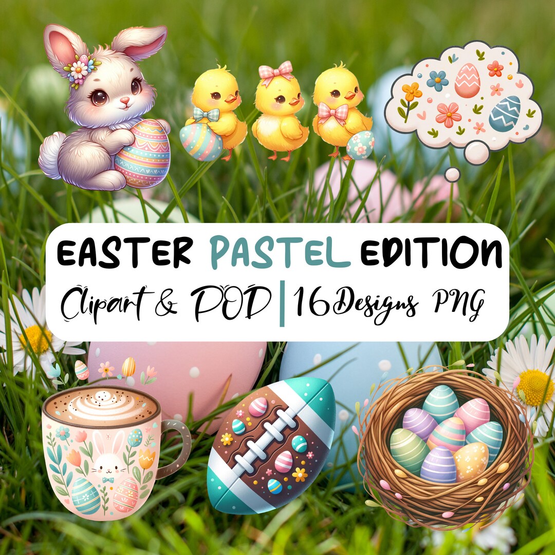 Easter Clipart Easter Pastel Digital PNG Easter POD Files 16 Spring ...