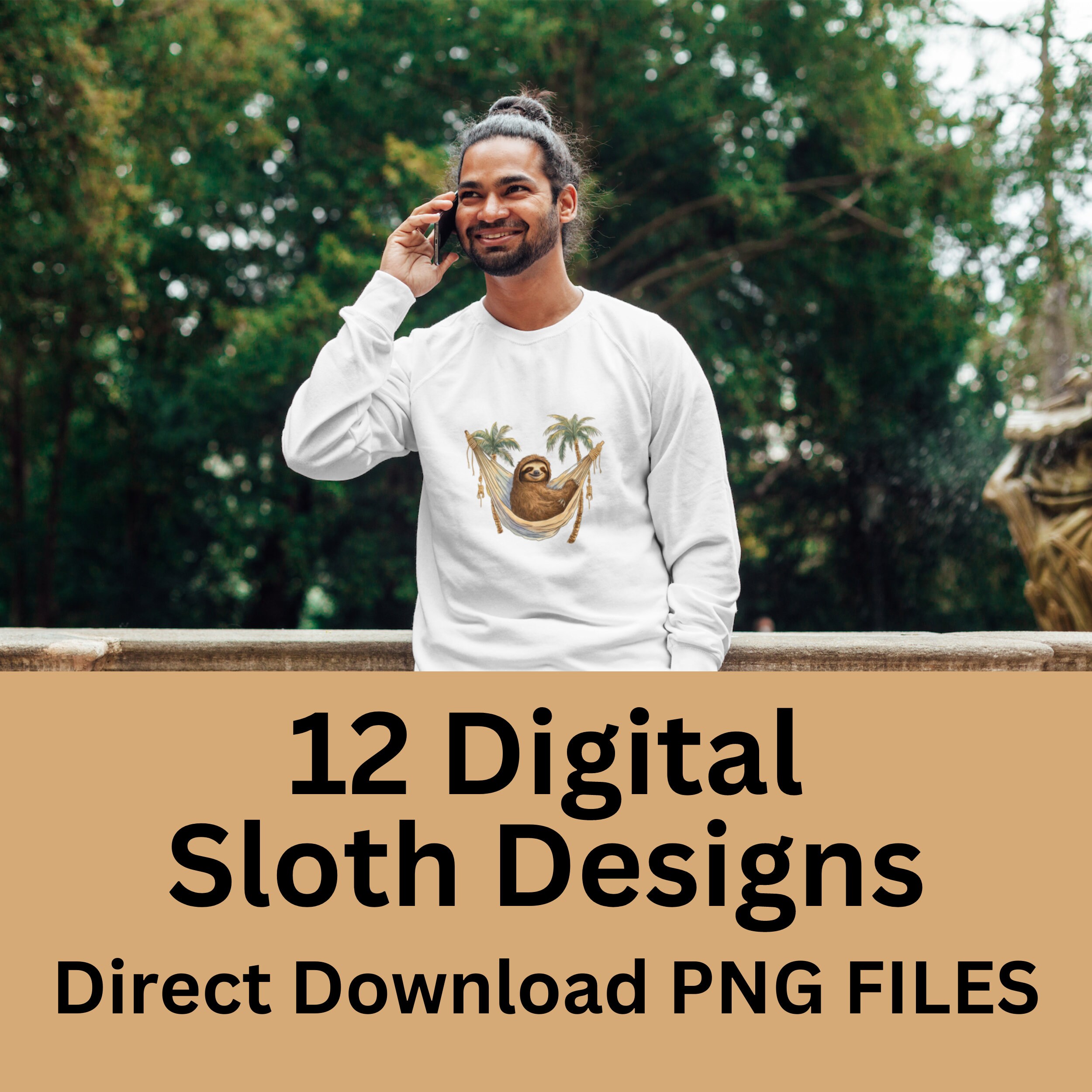 Sloth Designs Cute Sloth Clipart Bundle 12 High-quality Pngs for POD ...