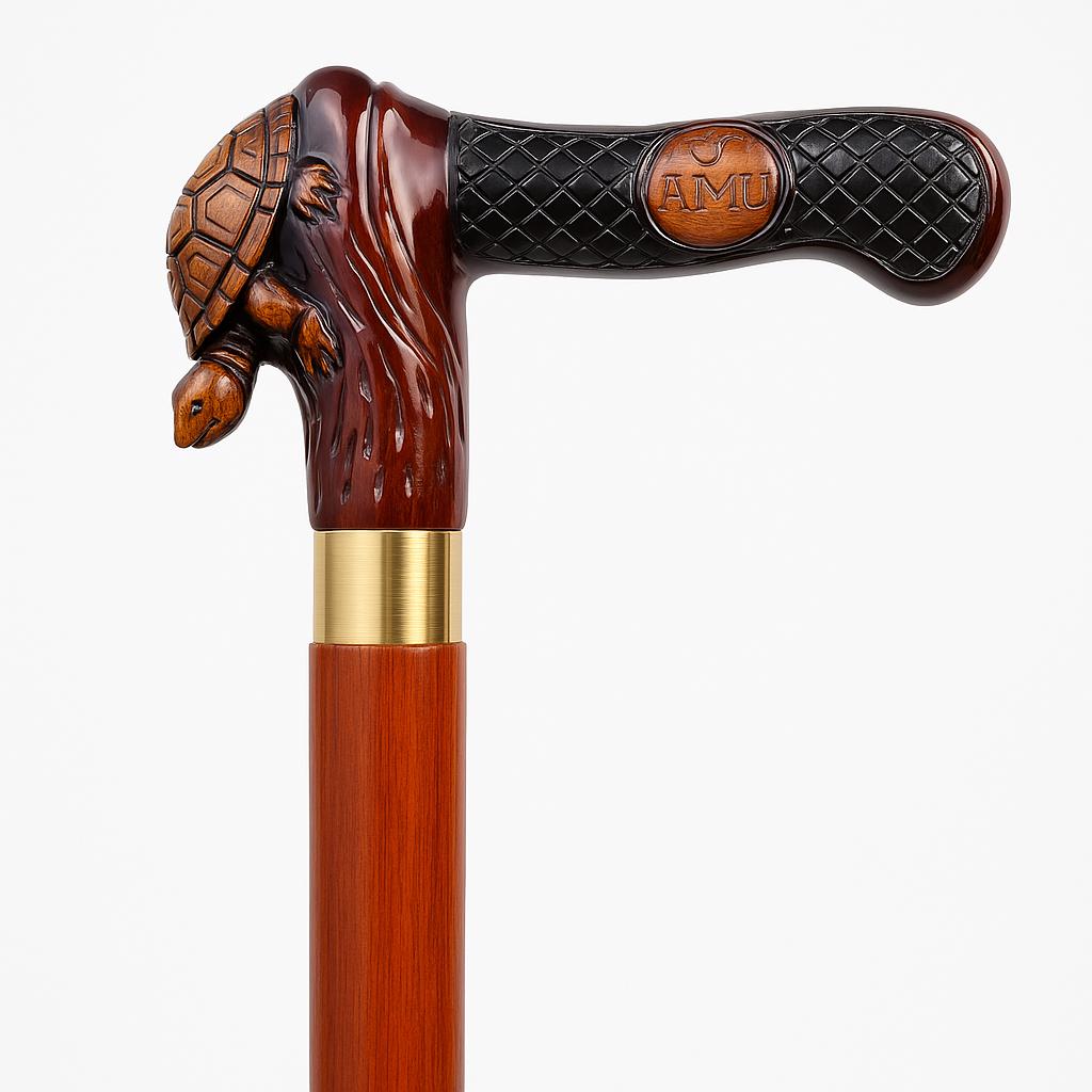 Hand Carved Turtle Walking Stick: Ergonomic Wooden Cane, 36" - Etsy