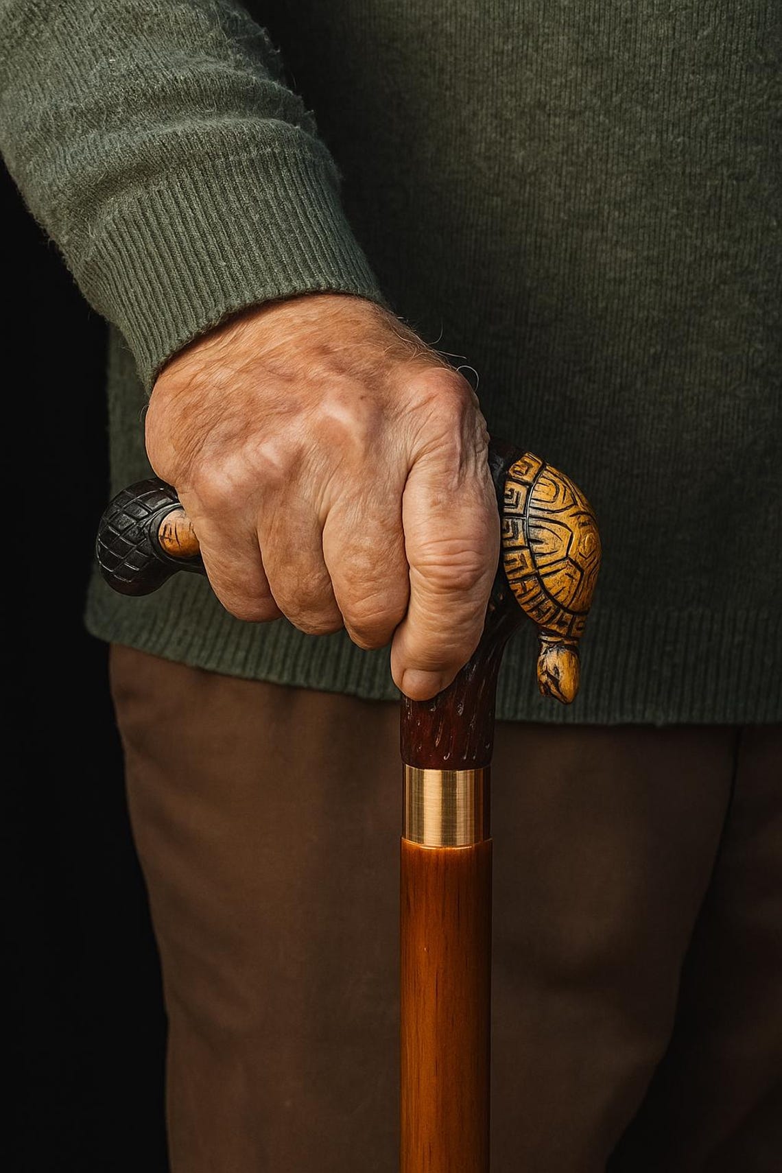 Hand Carved Turtle Walking Stick: Ergonomic Wooden Cane, 36" - Etsy
